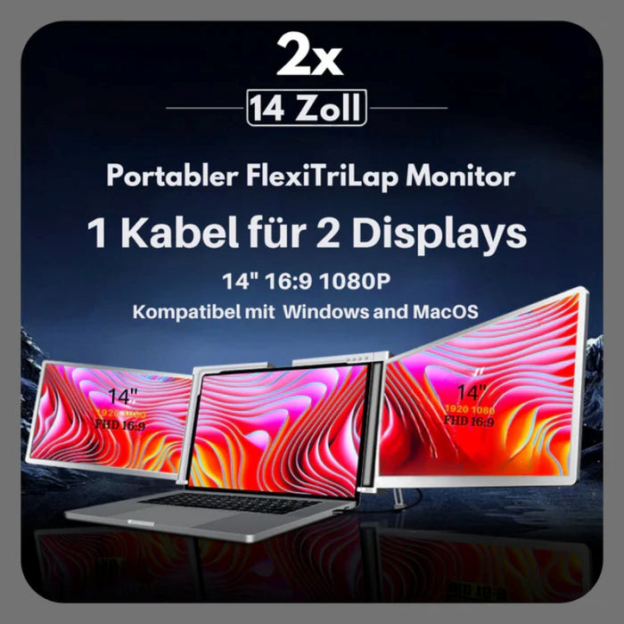 FlexiTriLap 14 Zoll – tragbarer USB C Monitor für deinen Laptop